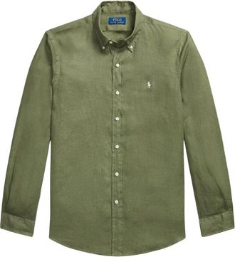 Polo Ralph Lauren Homme, Chemises, Vert, Taille: XS Chemise en Lin Coupe Personnalis&eacute;e
