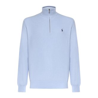 Polo Ralph Lauren Homme, Pulls, Bleu, Taille: M Pull en coton avec quart de fermeture &eacute;clair