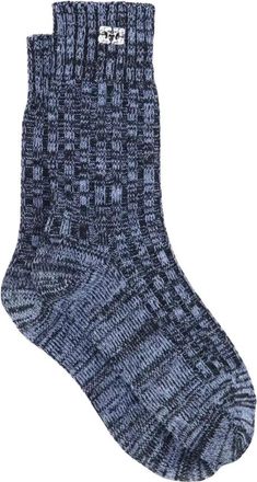 Ganni Blaue Melange Socken Gestreifter Abschluss - - Underwear - Damen - Blau - M/L