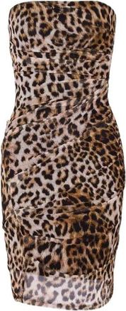 Moschino Femme, Robes, Brun, Taille: 36 FR Animal Print Mesh Dress