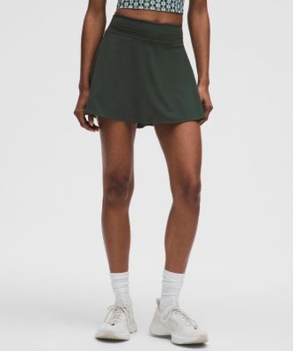 lululemon Leichter Tennisrock mit hohem Bund f&uuml;r Frauen - Gr&ouml;&szlig;e 0 in Rainforest Green
