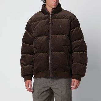 Polo Ralph Lauren Dunkelbraune Daunenjacke aus Cord
