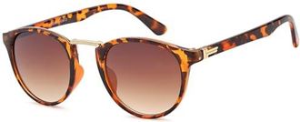 styleBREAKER Lunettes de soleil pour femmes avec verres ronds ovales, pont en m&eacute;tal, monture en plastique pleine 09020084, Monture demi marron-jaune/verre d&eacute;grad&eacute; 