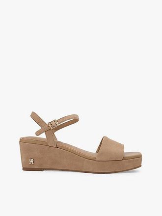 Tommy Hilfiger Sandales compens&eacute;es en daim &agrave; monogramme TH