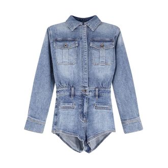 Self Portrait Femme, Combinaisons et Ensembles, Bleu, Taille: 36 FR Combinaison-short en jean &agrave; strass