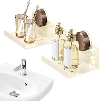 Generic Ablage über dem Wasserhahn - Wandregale für Badezimmer, Organizer mit Saugnäpfen aus Karbonstahl, platzsparend, für Parfüm, kleine Räume, Toilette, Kü
