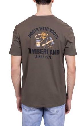Timberland T-Shirt Homme Relaxed avec Graphiques Travail lllustr&eacute;, Militaire, Large