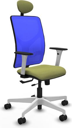 Piqueras y Crespo B&uuml;rostuhl aus Stoff mit wei&szlig;en und schwarzen Armlehnen, h&ouml;henverstellbare Lendenwirbelst&uuml;tze und festes Kopfteil, ausgestattet mit Syncro/Traslack. Bl