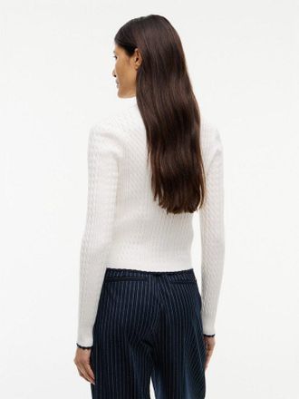 Tommy Jeans Strickjacke TJW MICRO CABLE ZIPTHRU SWTR EXT mit Zopfmuster und Stehkragen