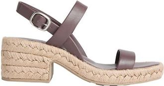 Calvin Klein Beta - Sandales &agrave; talon style espadrilles en cuir - Poivre-Gris