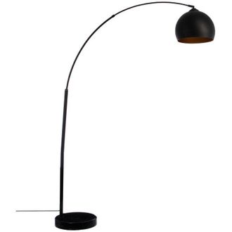 Atmosphera Atmosphera - Lampadaire en M&eacute;tal Noir Abat-Jour int&eacute;rieur dor&eacute;-cuivr&eacute; h 175 cm