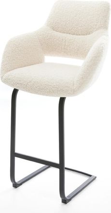 DELIFE Barstuhl Yago-Flex Teddystoff Beige Freischwinger Flach Metall Schwarz Taschenfederkern, Barst&uuml;hle