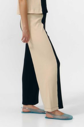 Suite13lab Damen vegan Hose Belino Schwarz Beige