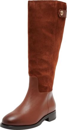 Tommy Hilfiger Womens Th Stud Leather Mix Long Boot Fw0fw08341 High, Brown Cognac Brown, 37 EU
