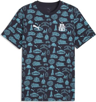 Puma T-shirt &agrave; imprim&eacute; int&eacute;gral FtblCulture Olympique de Marseille Homme, Accessoires, Bleu, XL
