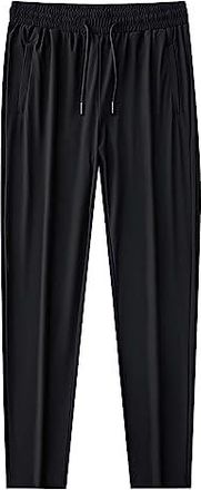 Generic Ice Silk Pants Pantalon de sport pour homme Coupe ajustée avec cordon de serrage Léger Respirant Séchage rapide Bas de survêtement Taille élastique Pa
