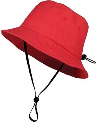 Toutacoo Chapeau de Soleil, Bob réglable, Mixte, Chapeau Toutes Saisons, Toucher Coton, jugulaire Amovible (3-Rouge)
