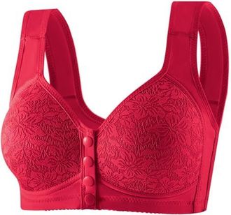 Generic Soutien-gorge pour femme avec fermeture avant rembourr&eacute;e et confortable, sans fil et en acier, grande taille, 2026, Rouge, 72