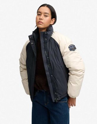 Superdry veste shell matelass&eacute;e en coton bleu nuit eclipse-bleu marine