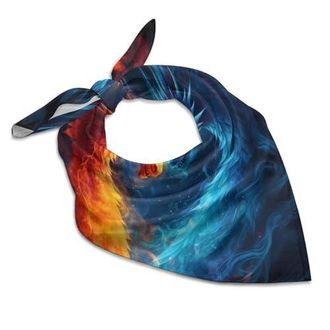 Generic Écharpe carrée en soie motif dragon de feu abstrait - Légère - Longue écharpe pour cheveux - Respirant - Cadeau pour femme et homme, multicolore, 46x4