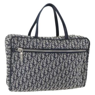 Dior Sac &agrave; main Pre-owned Vintage Trotter en toile - Femme - Pre-owned - Bleu - Taille: ONE Size