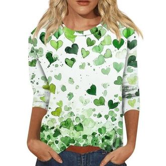 Generic T-shirt &eacute;l&eacute;gant et d&eacute;contract&eacute; avec imprim&eacute; St Patrick et manches trois-quarts - Parfait pour les occasions festives et le quotidien., vert, XXL