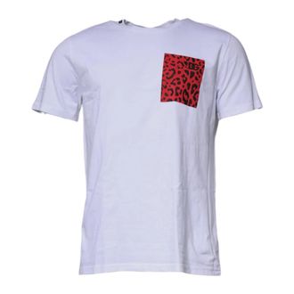 Dolce & Gabbana Leopard Print Crew Neck T-shirt - - Tops - Herren - Wei&szlig; - 2XL