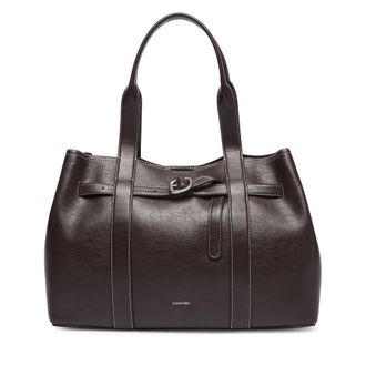 Calvin Klein Handtasche Calvin Klein Buckle Medium Work Tote LV04F3549G Braun