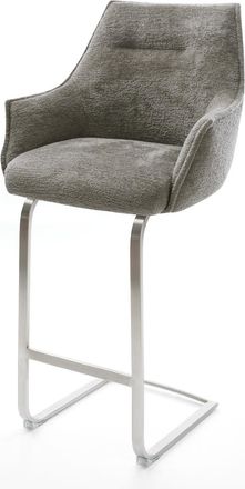 DELIFE Barstuhl Alja-Flex Boucl&eacute; Soft Schlamm Freischwinger Flach Edelstahl Silberfarben Taschenfederkern, Barst&uuml;hle