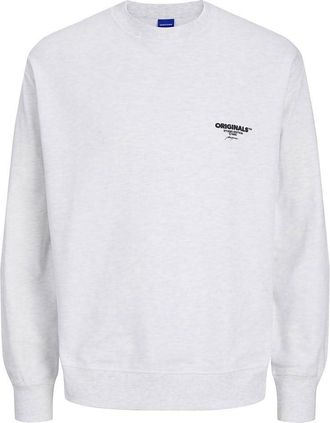 Jack & Jones Herren Jorbora Branding Sweat Crew Neck Blk Sweatshirt, Bright White/Detail:Melange, L