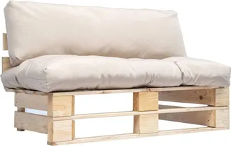 vidaXL Outdoor-Sofa Paletten mit Kissen in Sandfarben Kiefernholz vidaXL