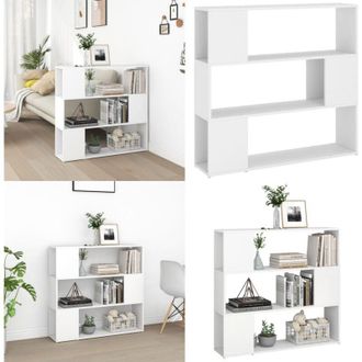 vidaXL Vidaxl - B&uuml;cherregal Raumteiler Wei&szlig; 100x24x94 cm - B&uuml;cherregal - Raumteiler - Wei&szlig;es Regal - Holzkasten - Regal Aus Holzwerkstoff - Home & Living