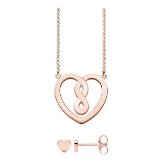 Thomas Sabo Thomas Sabo Damen-Halskette und Ohrringe Set - Herz Unendlichkeit Motiv in 925 Sterling Silber mit 750 Ros&eacute;gold Vergoldung- 42 cm - - Accessories - Da