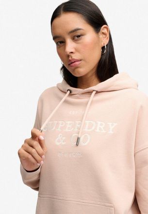 Superdry Kapuzensweatshirt Luxe Casual Emb Relaxed Hood Baumwolle, oversize