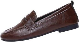 Generic Mocassins d&eacute;contract&eacute;s &agrave; enfiler pour femme, couleur unie, classiques, l&eacute;gers, &eacute;l&eacute;gants, confortables, coupe large, chaussures habill&eacute;es pour le trava