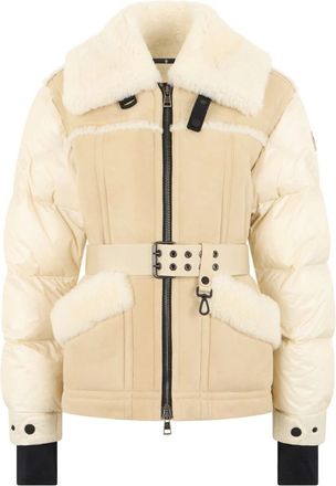 Moncler Femme, Vestes, Beige, Taille: 38 FR Alvernia Belted Shearling Down Jacket