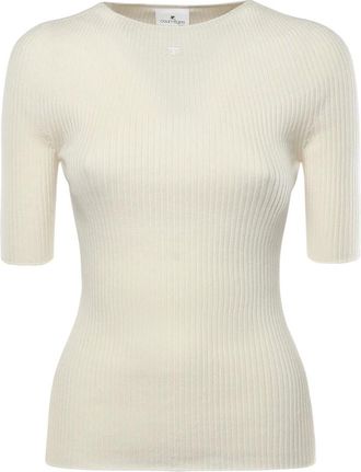 Courr&egrave;ges Femme, Tops, Beige, Taille: 38 FR T-Chemises