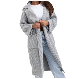 Generic Cardigan long pour femme, chandail surdimensionn&eacute; ouvert sur le devant avec poche pour femmes, manteaux en tricot, cardigan long pour femme, gris, XL