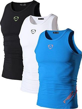 Jeansian Homme De Sport Outdoor Sportswear 3 Packs Compression Tank Tops Vests Shirt LSL3306 PackA XXL