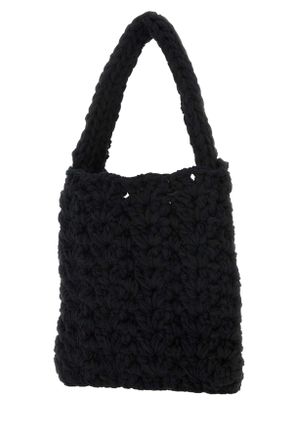 Marco Rambaldi Womens Black Cotton Blend Handbag Exterior: Nylon Linen Borse A Mano Bag