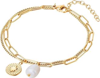 Valero Pearls Armband - Edelstahl Armband S&uuml;&szlig;wasser-Zuchtperle - Gr. ONESIZE - in Gold - f&uuml;r Damen