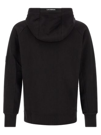 C.P. Company Diagonal Raised Fleece Cotton Hoodie - Black