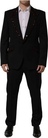 Dolce & Gabbana Homme, Costumes, Noir, Taille: M Ensemble 2 pi&egrave;ces orn&eacute; de cristaux