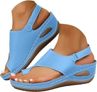 Generic Sandales orthop&eacute;diques compens&eacute;es pour femme - Sandales d&eacute;t&eacute; habill&eacute;es &agrave; talons compens&eacute;s - Bout ouvert - Sangle de cheville - Antid&eacute;rapantes - Confor