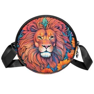 Generic Sac &agrave; bandouli&egrave;re rond pour femme, petit sac &agrave; bandouli&egrave;re avec fermeture &eacute;clair, bretelles r&eacute;glables, sac &agrave; main rond d&eacute;contract&eacute; pour femmes et fill