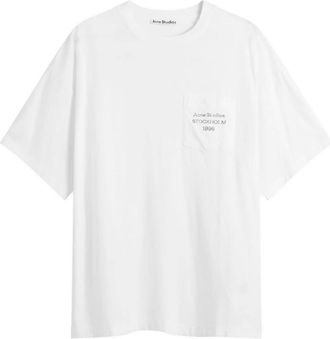 Acne Studios Femme, Tops, Blanc, Taille: 42 FR Logo Pocket T-Shirt