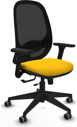 Piqueras y Crespo Cilanco Arbeitsstuhl mit 3D-Armen, h&ouml;henverstellbare Lendenwirbelst&uuml;tze, ausgestattet mit Syncro/Traslack und Schneideschaum, Schwarz/Gelb