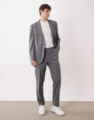 Mango London - Elegante Regular-Fit-Anzughose in Grau mit feinem Karomuster, Kombiteil