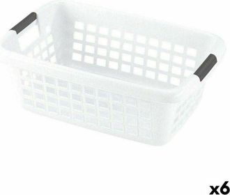 Bigbuy Cesto pour linge blanc 70 L avec poignées