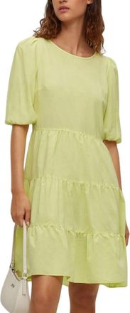 HUGO BOSS Hugo - Midikleid f&uuml;r Damen, Gestuft, Puff&auml;rmel (Gelb)